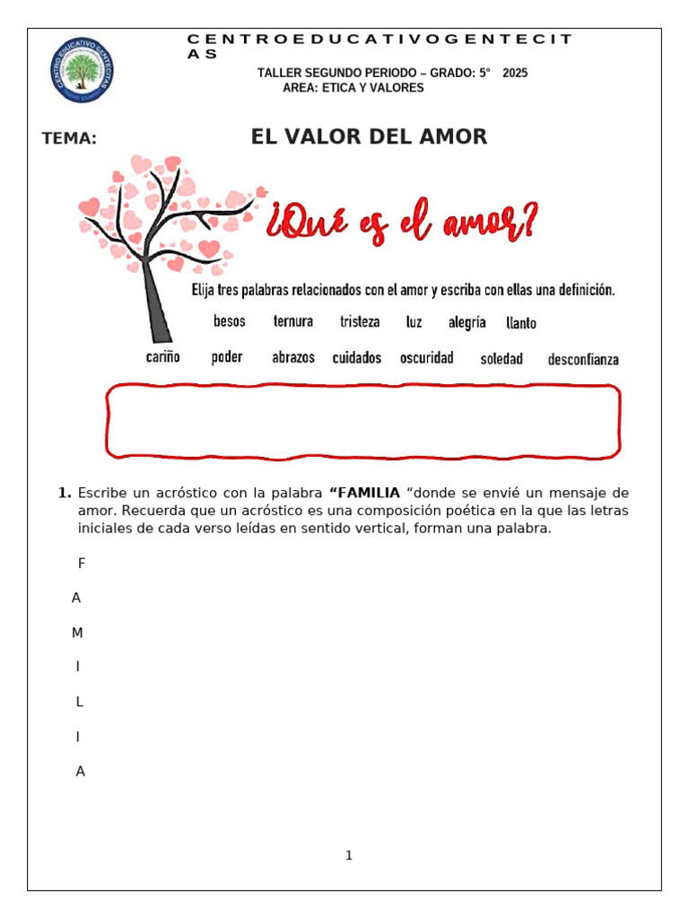 5° Taller de Etica y Valores Segundo Periodo 2025 | PDF