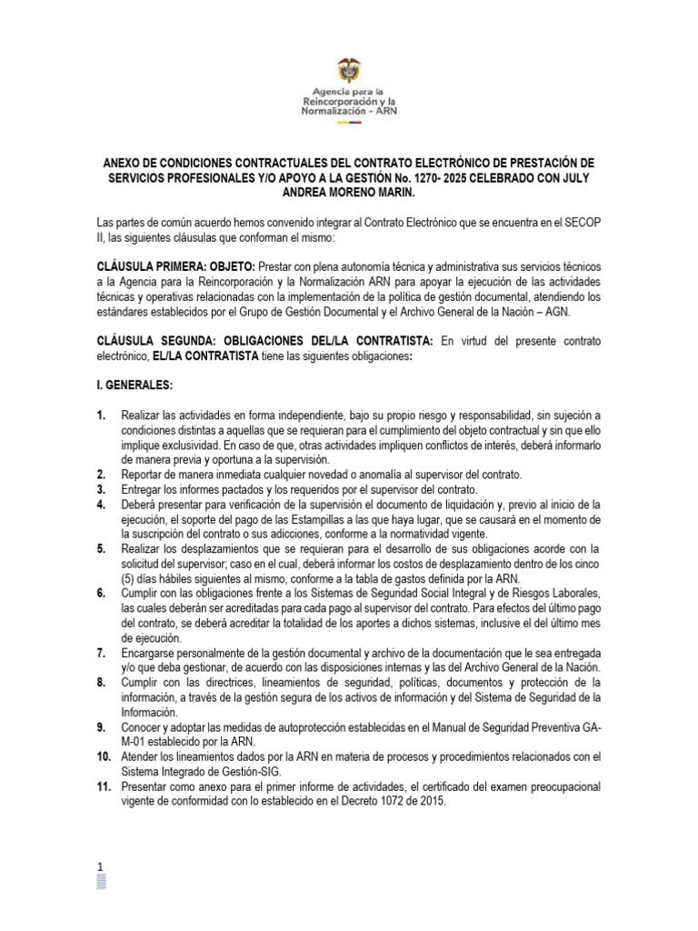 Anexo - Condiciones - Contractuales Jully Moreno | PDF | Factura