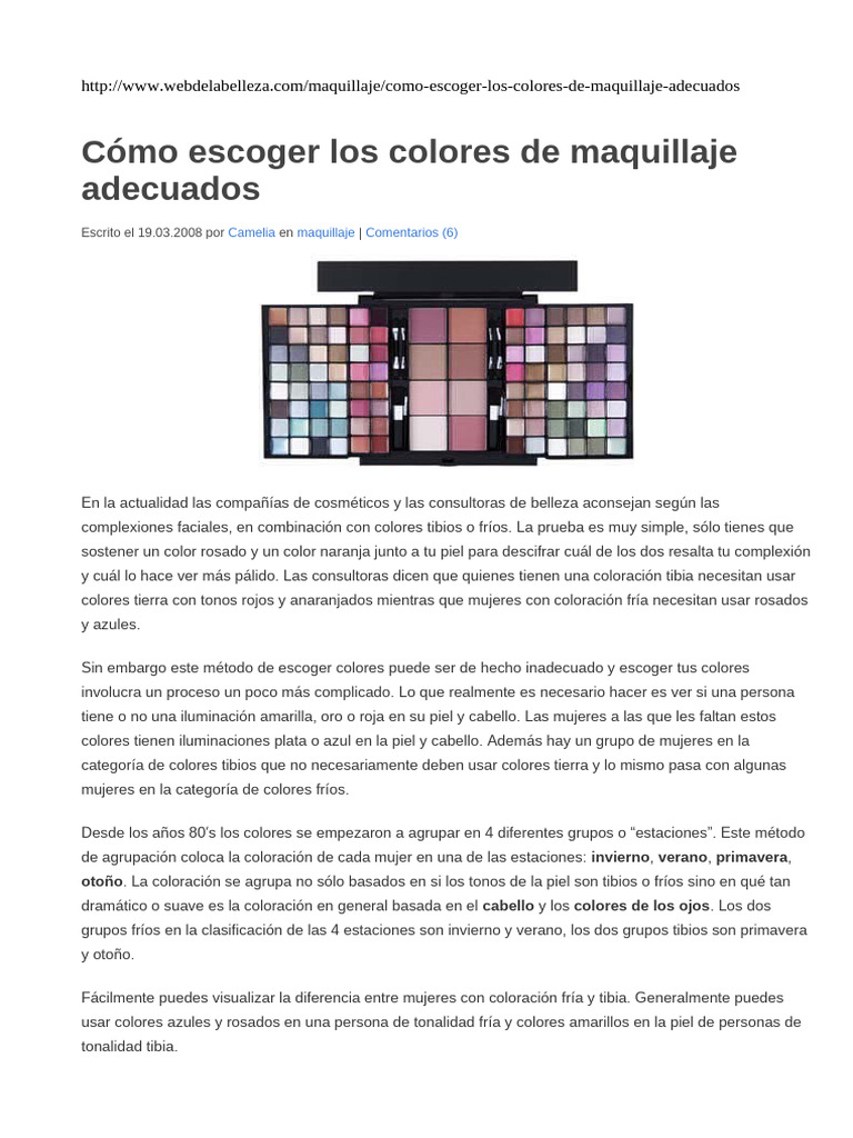 Colores tibios en maquillaje adecuado | PDF | marrón | Productos cosméticos