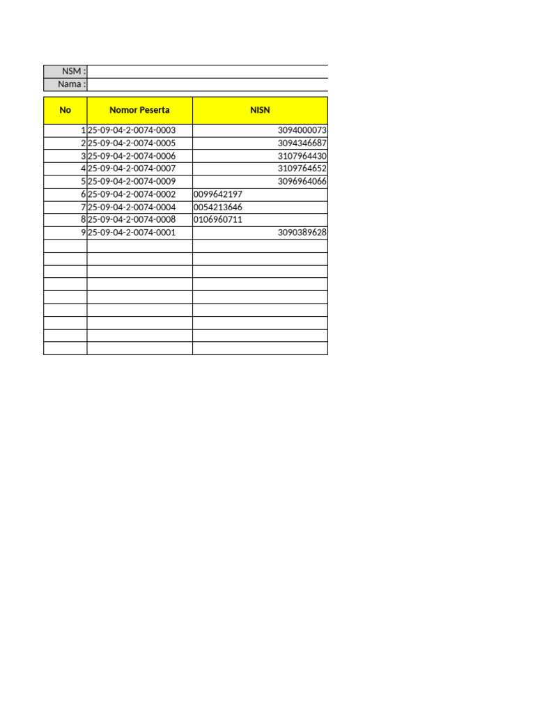 Template Data Siswa | PDF