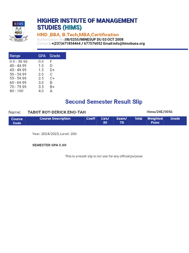 PDF ResultslipHims 24E 0056 | PDF