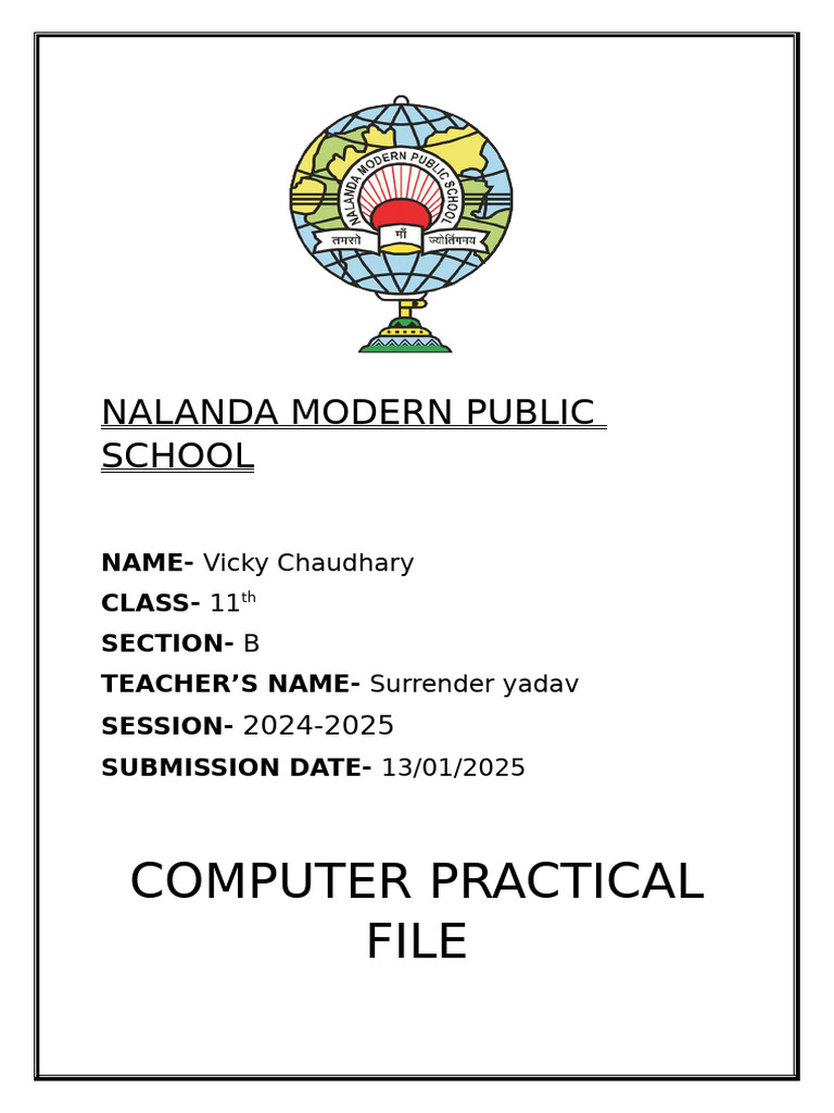 Class 11 Computer Practical File | PDF | Linguistics