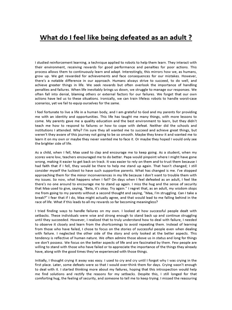 Coping with Adult Defeat and Failure | PDF | Behavioural Sciences ...