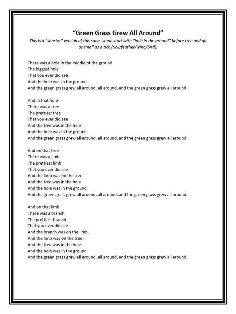 Green Grass Grew All Around | PDF | Limbs (Anatomy)