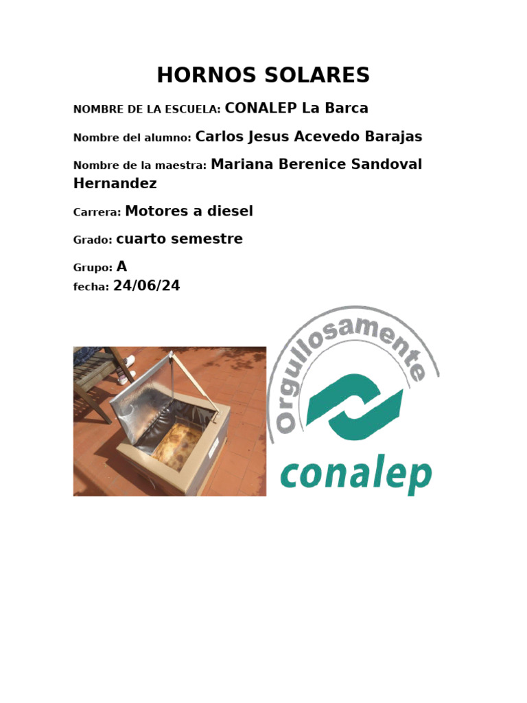 Horno Solar: Eficiencia y Sostenibilidad | PDF | Energía solar ...