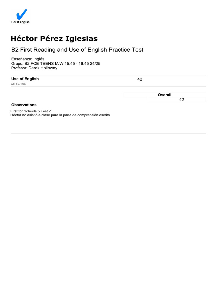 B2 First Reading and Use of English Practice Test | PDF