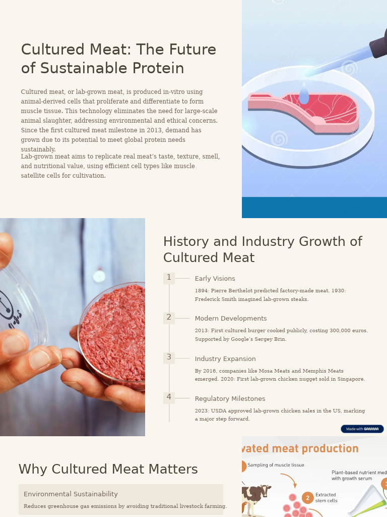 Cultured Meat The Future of Sustainable Protein | PDF