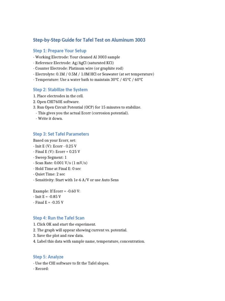 Tafel Test Step by Step Guide | PDF