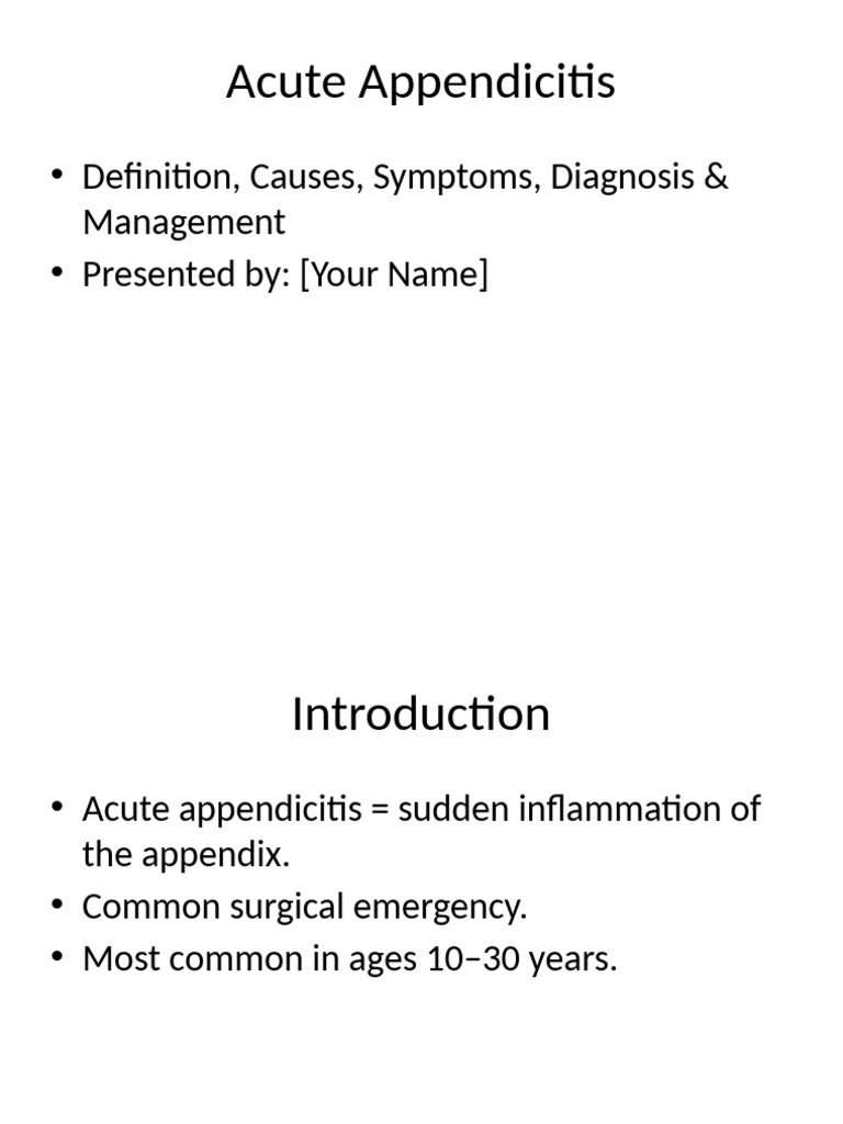 Acute Appendicitis Presentation | PDF