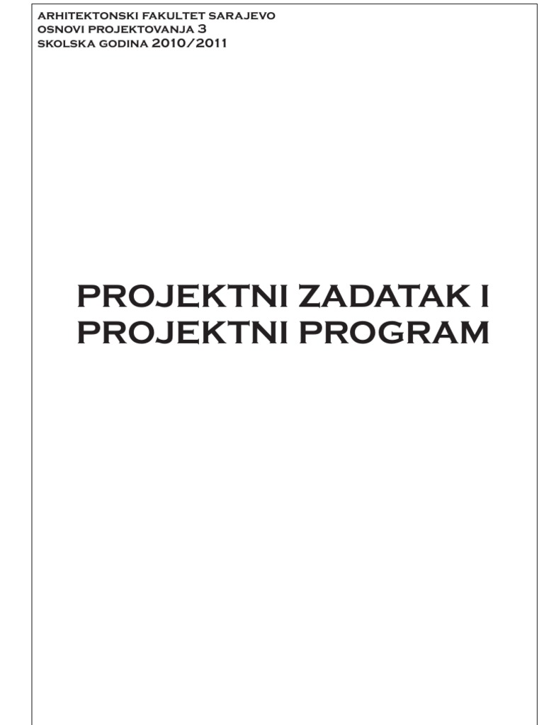 Projektni Zadatak I Projektni Program Pdf