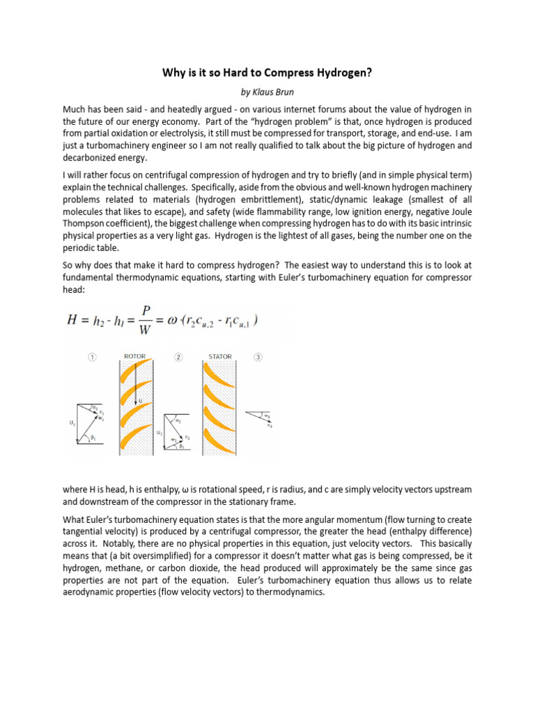 Why Hydrogen Is Hard To Compress | PDF | Gases | Turbomachinery