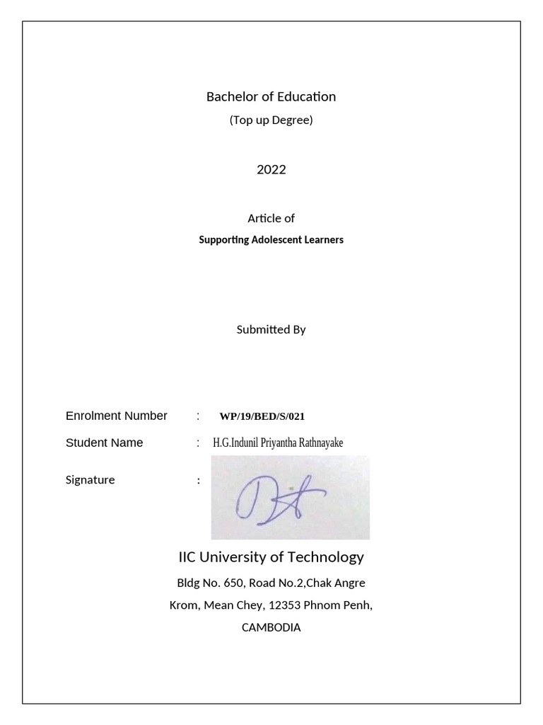 Supporting Adolescent Learners | PDF