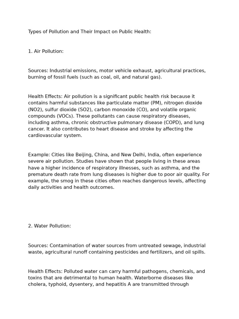 Pollution Types and Public Health Effects | PDF | Air Pollution | Pollution