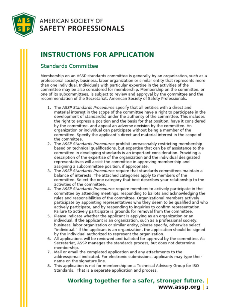 ASSP Committee Application - Z244 | PDF | Committee | Employment