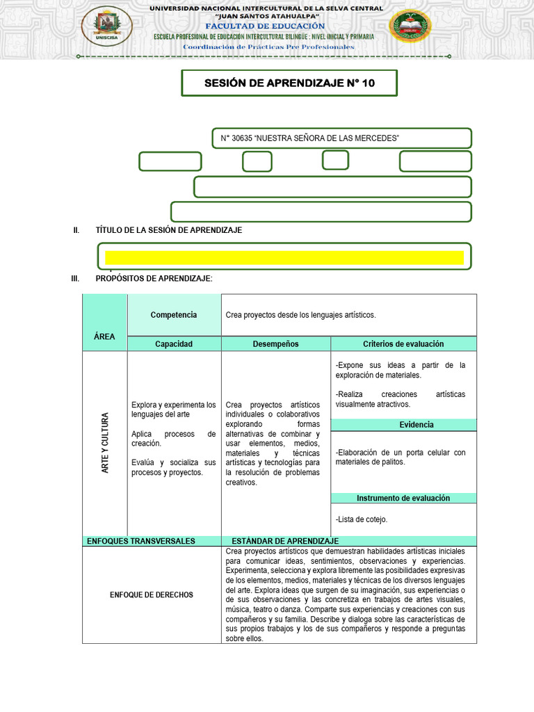 Porta Celular: Proyecto Artístico Escolar | PDF | Aprendizaje | Evaluación