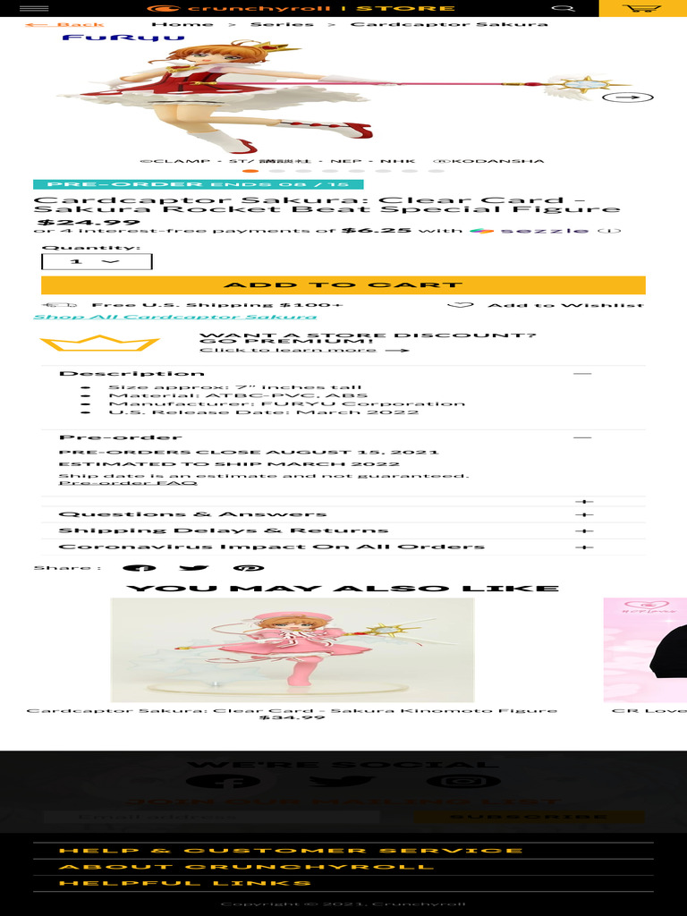 Cardcaptor Sakura Clear Card - Sakura Rocket Beat Special Figure ...