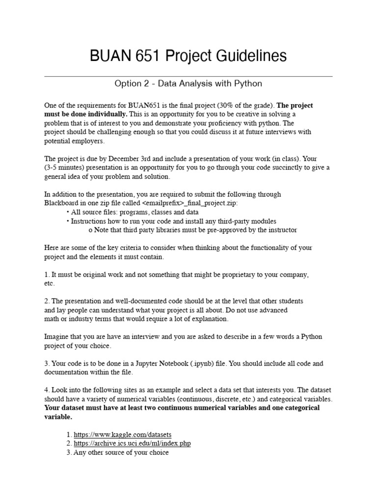 Final Project Guidelines - Option 2 | PDF | Statistics | Categorical Variable