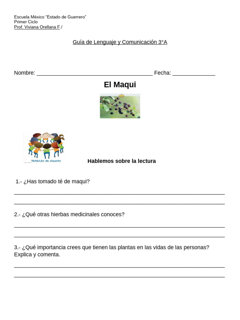 Guía de Lenguaje y Comunicación El Maqui 3° | PDF