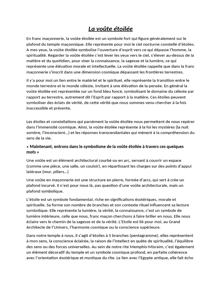 Symbolisme de la Voûte Étoilée | PDF | Voûte | Spiritualité