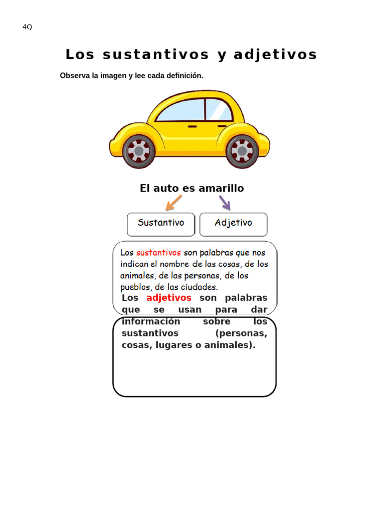 Guía sustantivos y adjetivos | PDF