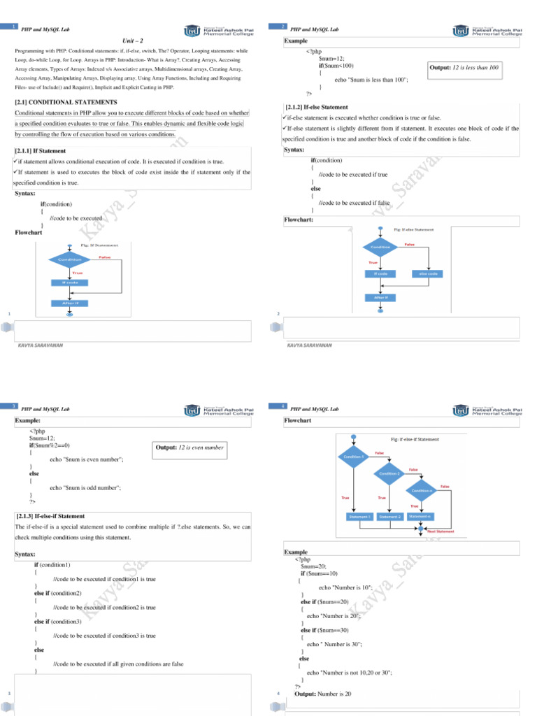 PHP - Unit2 - Kav (P) (N-Up 2x1) (Pdfrescom) | PDF