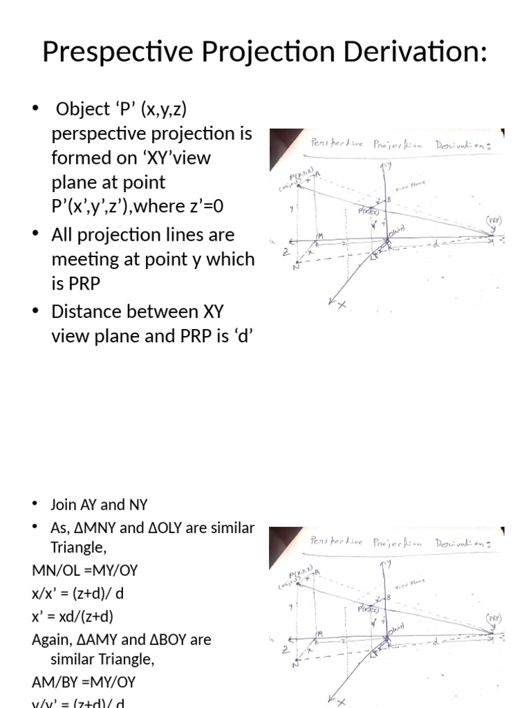 Prespective Projection Derivation | PDF