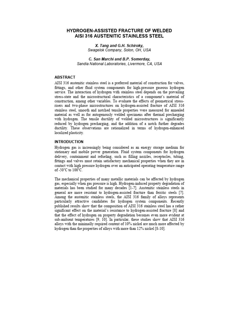 AISI 316 Rottura Da Idrogeno | PDF | Fracture | Construction