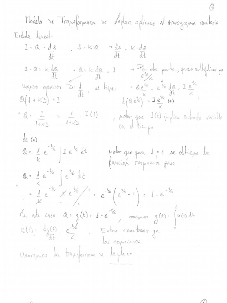 Laplace e Hidrograma Unitario | PDF