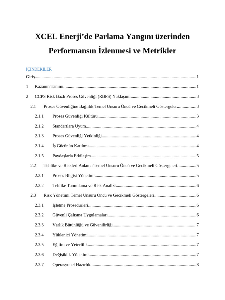 XCEL Enerji'de Parlama Yangını Üzerinden Performansın İzlenmesi Ve ...