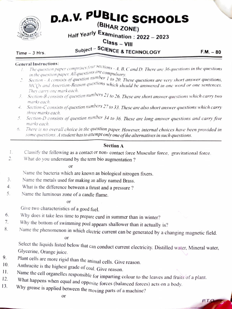 Hly Exam Science Question Paper | PDF | Rainbow | Air Pollution