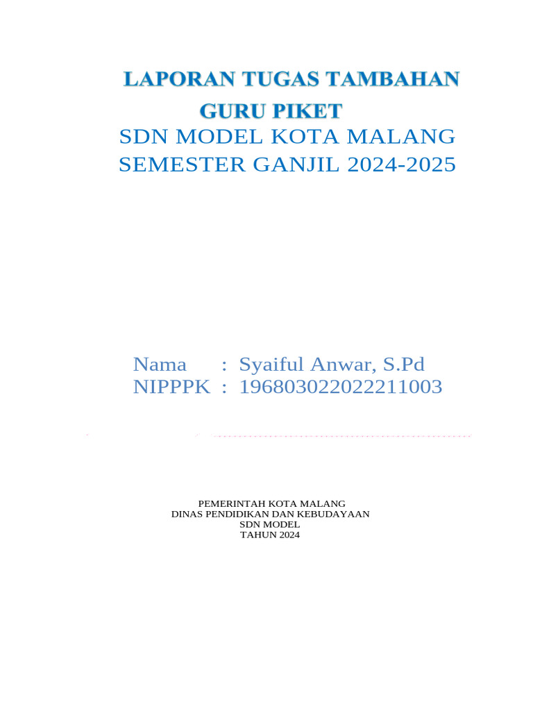 LAP TUGAS TAMB GURU PIKET JULI ANWAR 2024 | PDF