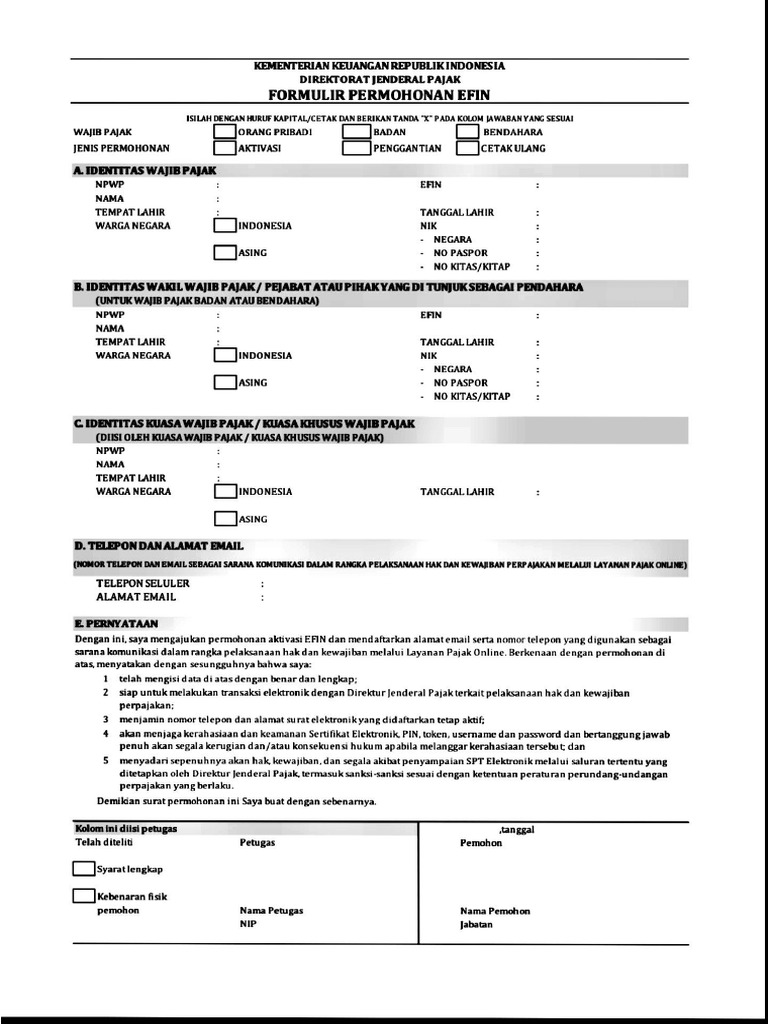 Form Efin Badan | PDF