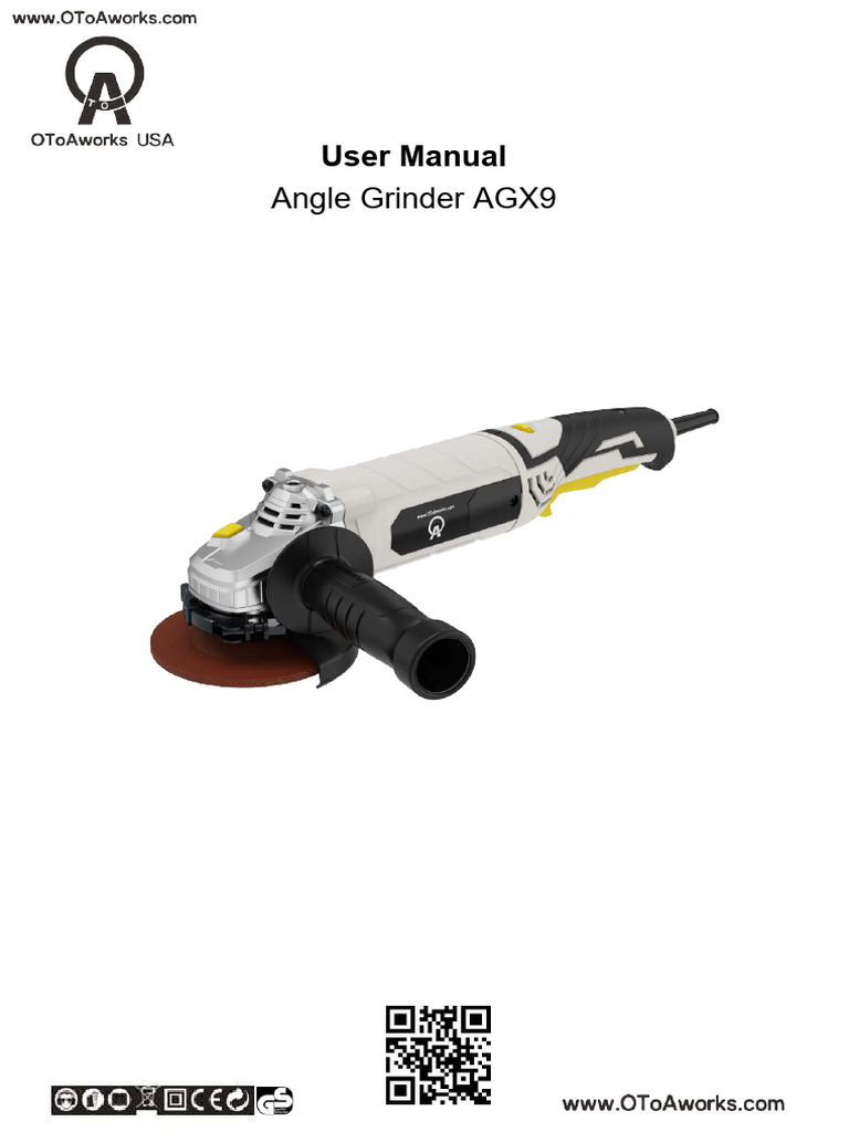 OToAworks AGX9 Grinder Manual 2025 | PDF | Grinding (Abrasive Cutting) | Manufactured Goods