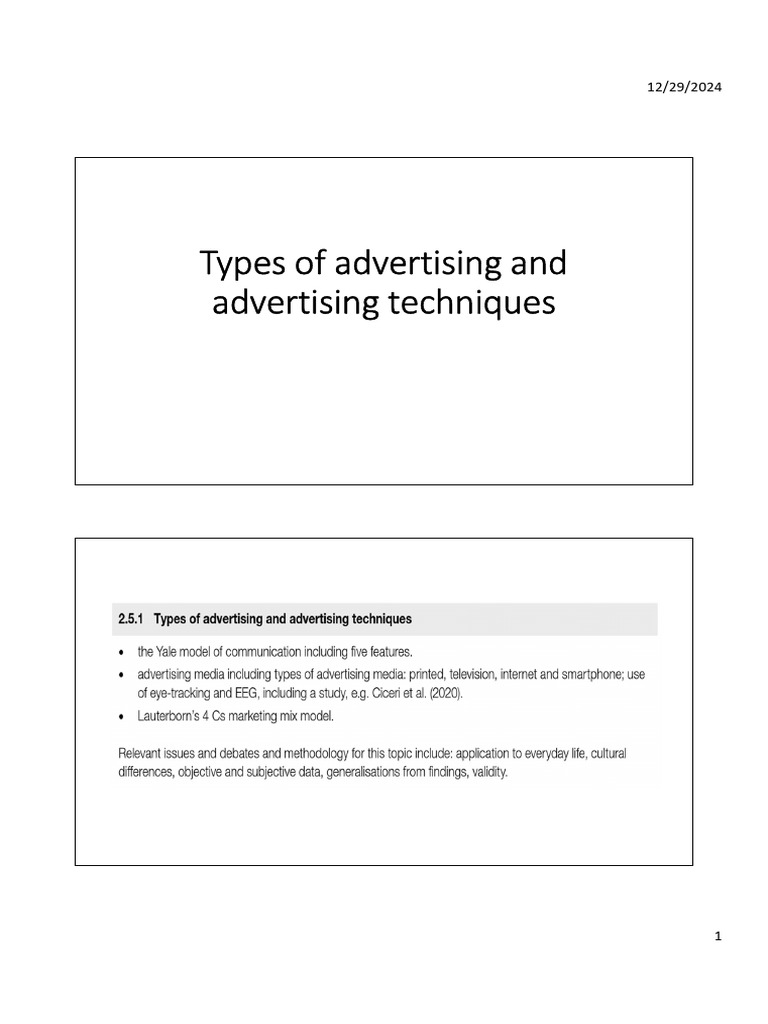 Types of advertising techniques | PDF | Holism | Attitude (Psychology)