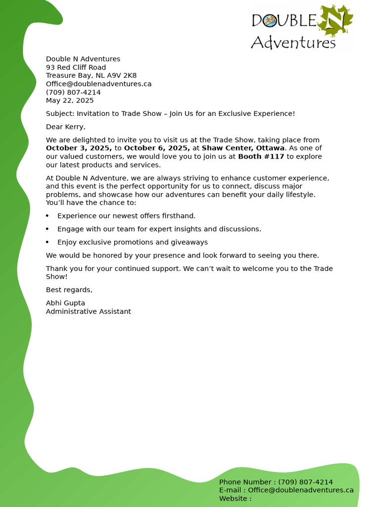 Invitation Double N Adventures TradeShow Kerry | PDF | Business ...
