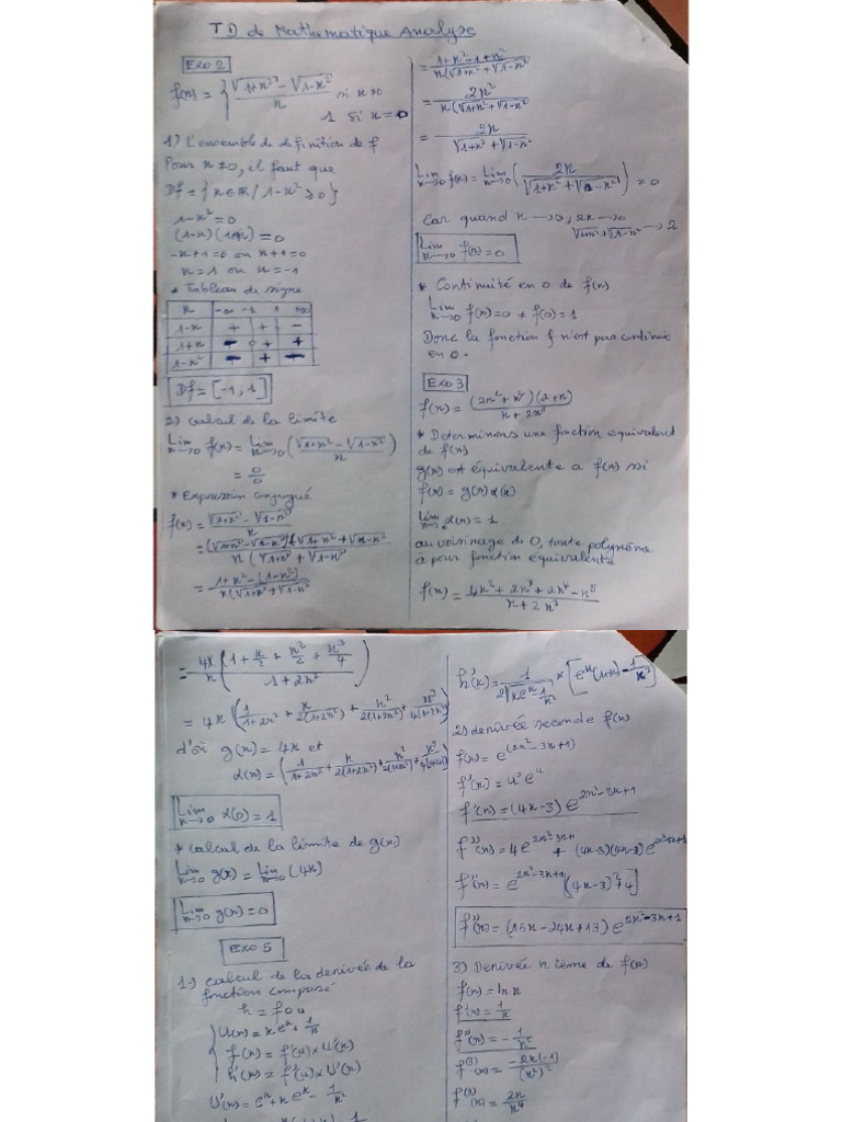 TD Math Analyse Corrigé Faseg - Gestion | PDF