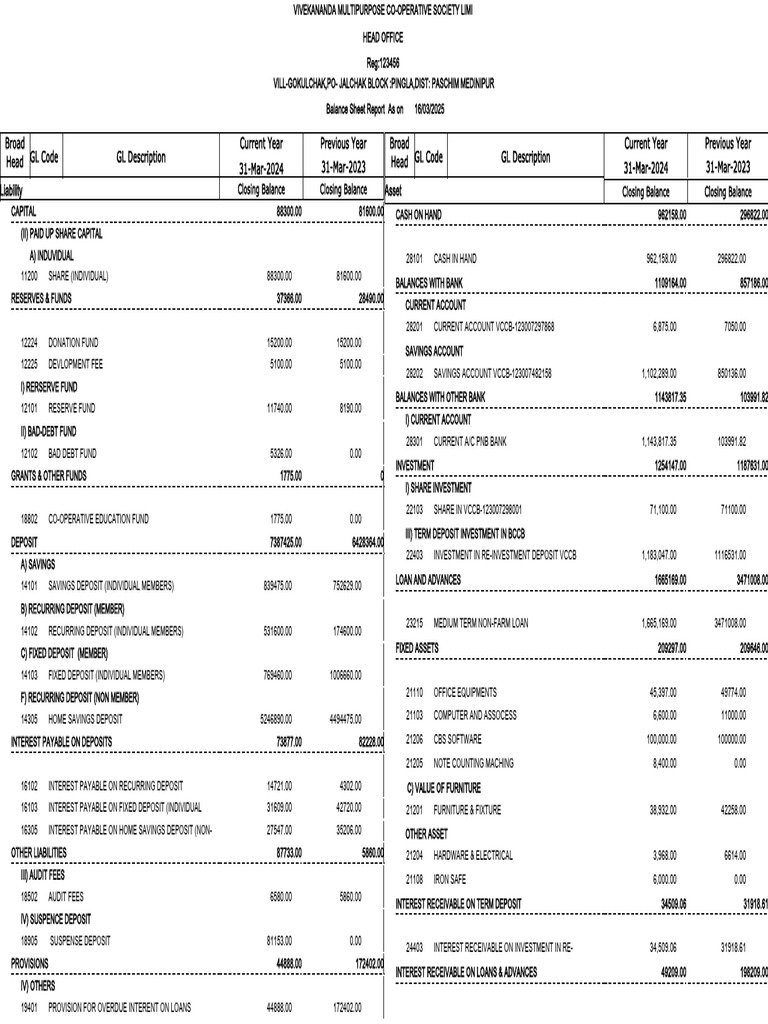 Appropriation_Balance Sheet_Report | PDF | Deposit Account | Banks