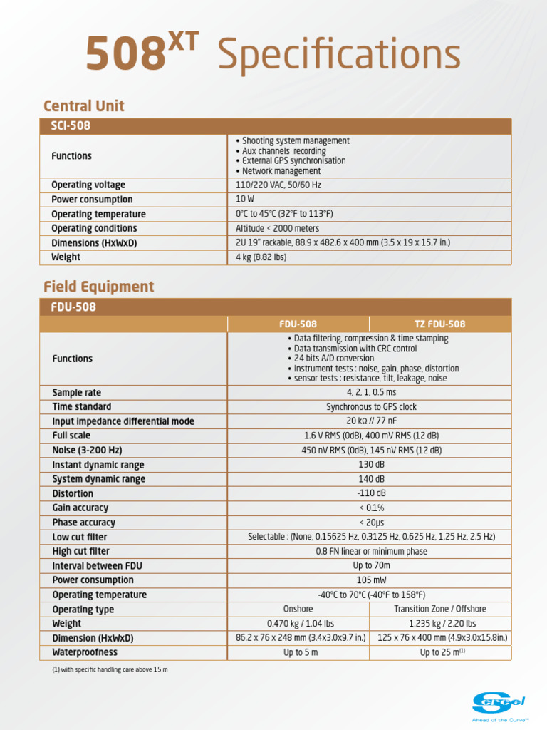 508XT Specifications Sercel | PDF | Electrical Engineering | Electricity