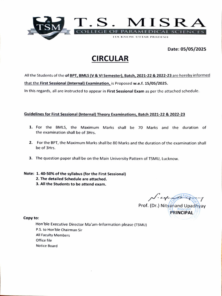 BPT Exam Schedule May 2025 | PDF | Clinical Medicine | Medical Specialties