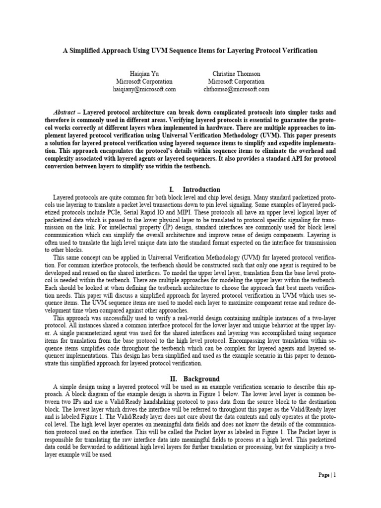 A Simplified Approach Using Uvm Sequence Items For Layering Protocol ...