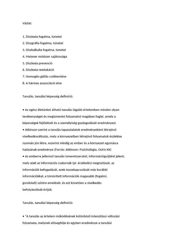 Diszlexia Es Diszgrafia | PDF