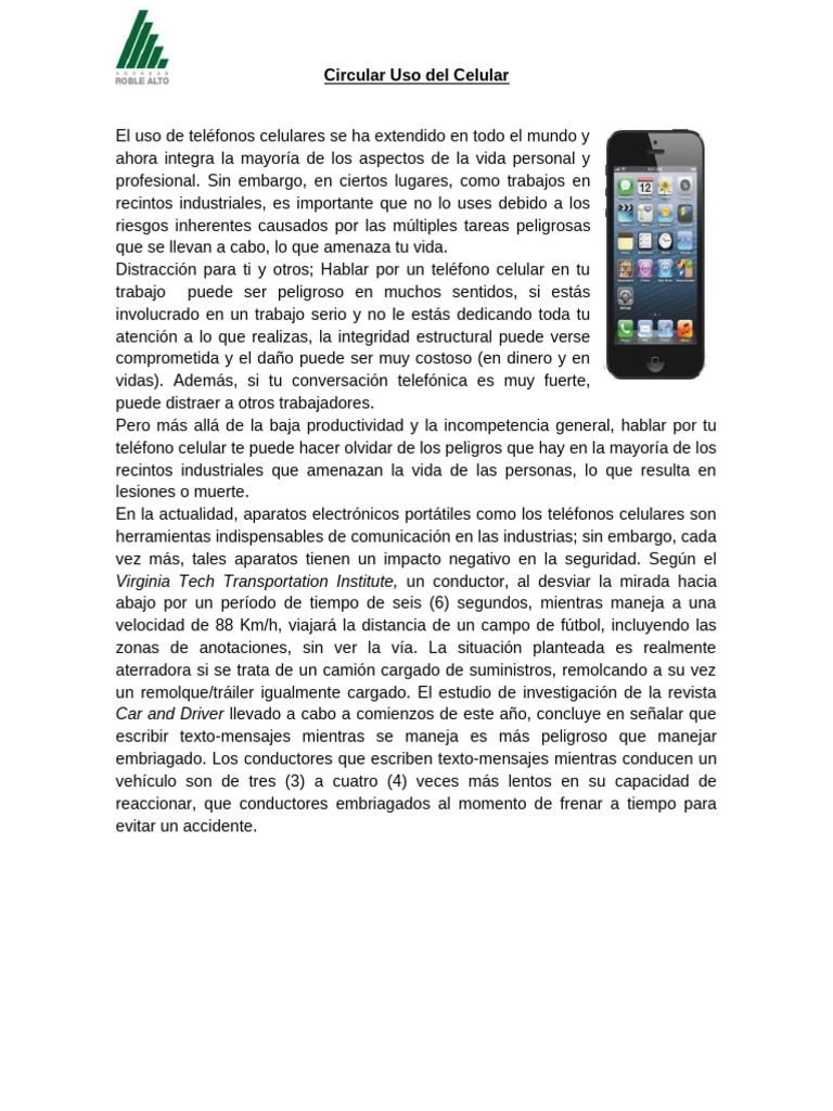 Circular Uso Celular | PDF | Teléfonos móviles