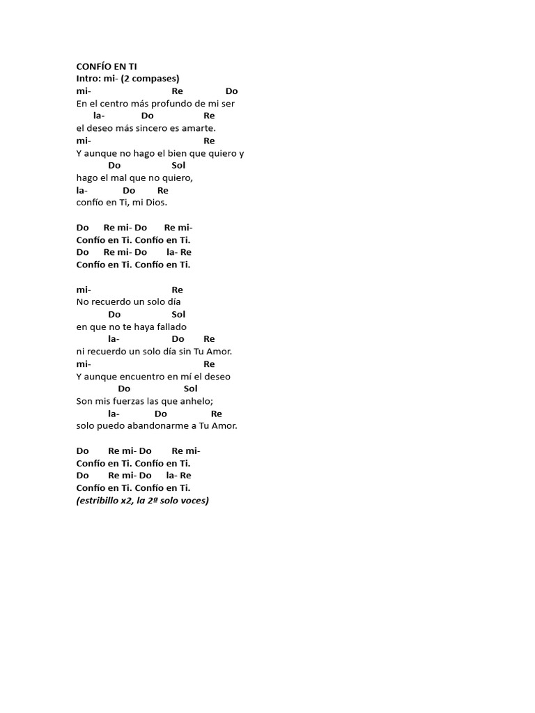 Letra de "Confío en Ti" | PDF