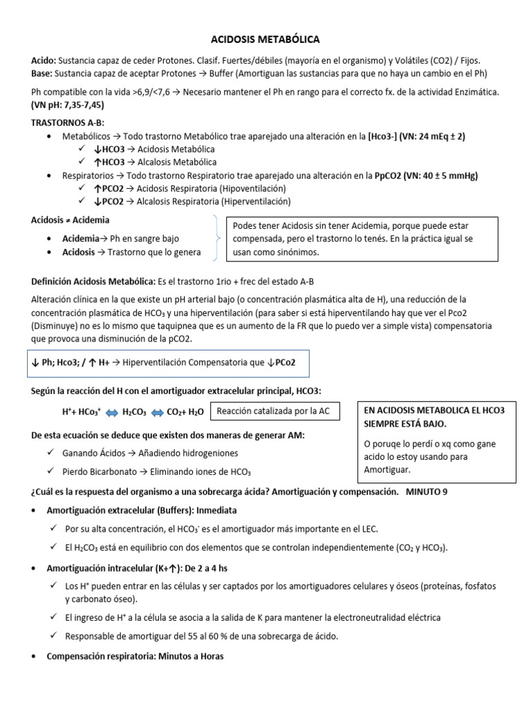 Clasificación de Acidosis Metabólica | PDF | Especialidades Medicas ...