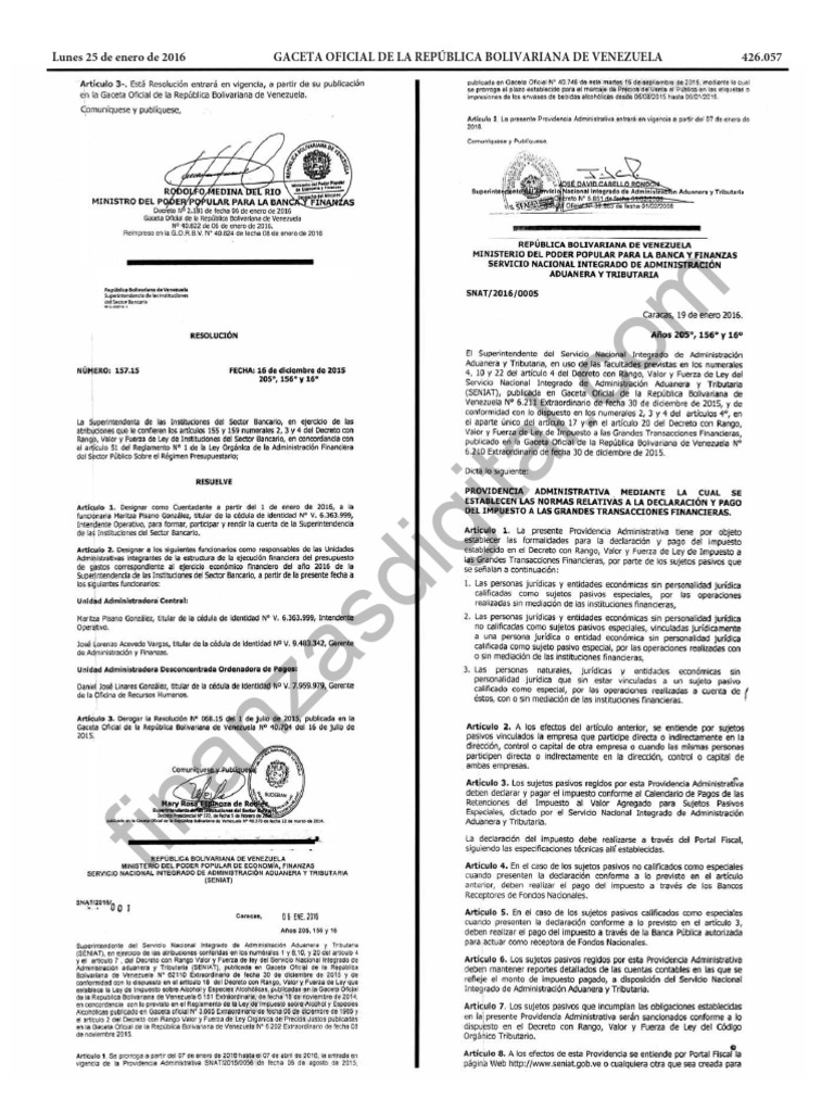 Gaceta Oficial 6835 - 25 de enero 2016 | PDF