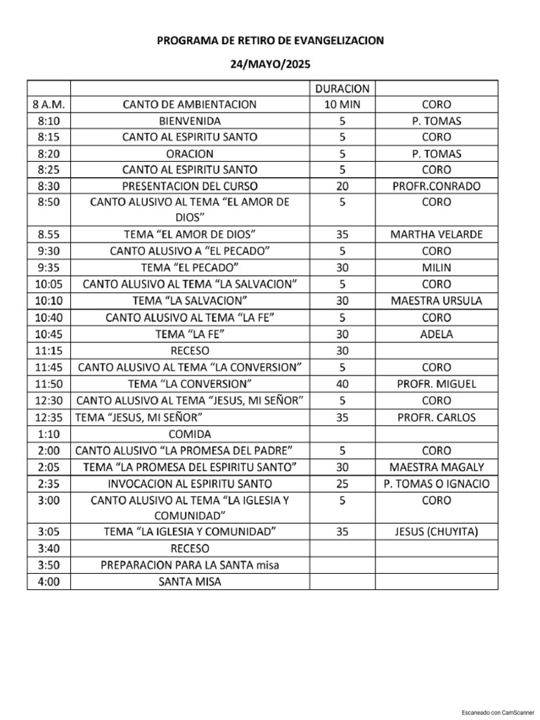 Programa de Retiro de Evangelizacion-1 | PDF