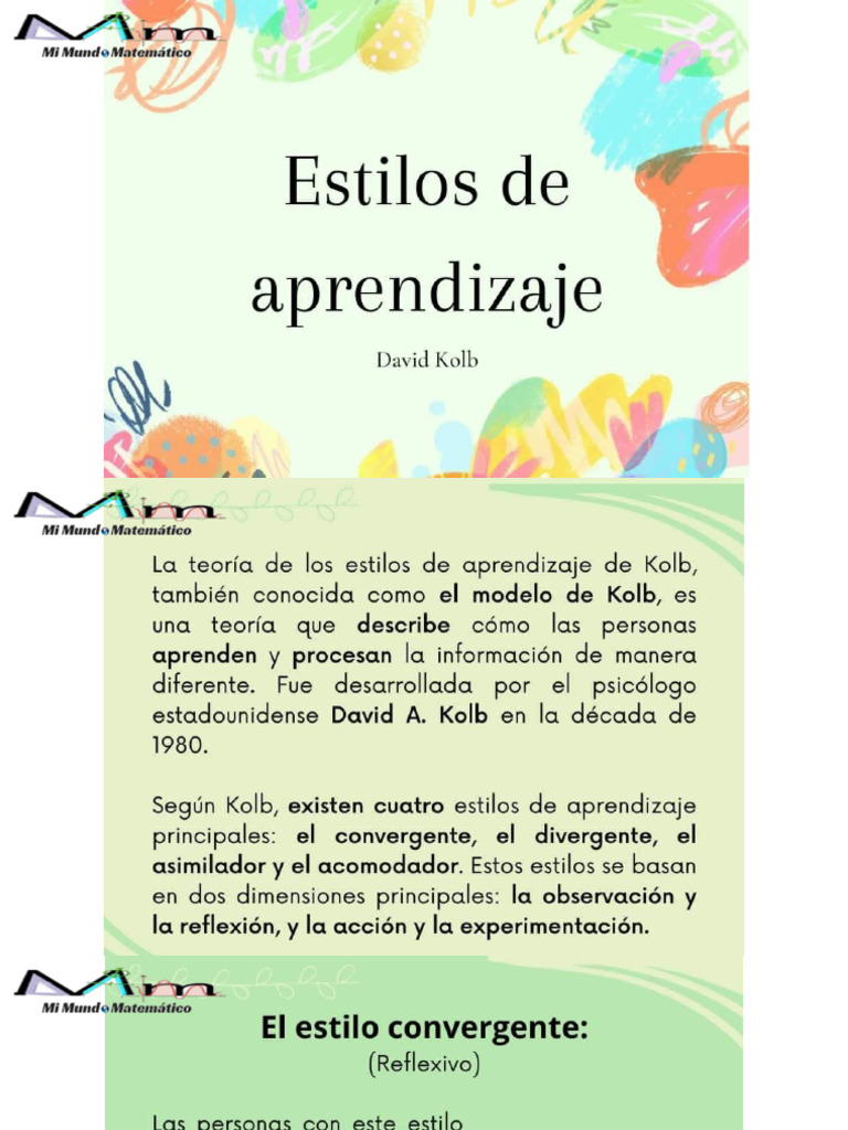 Estilos de Aprendizaje - Modelo de Kolb | PDF
