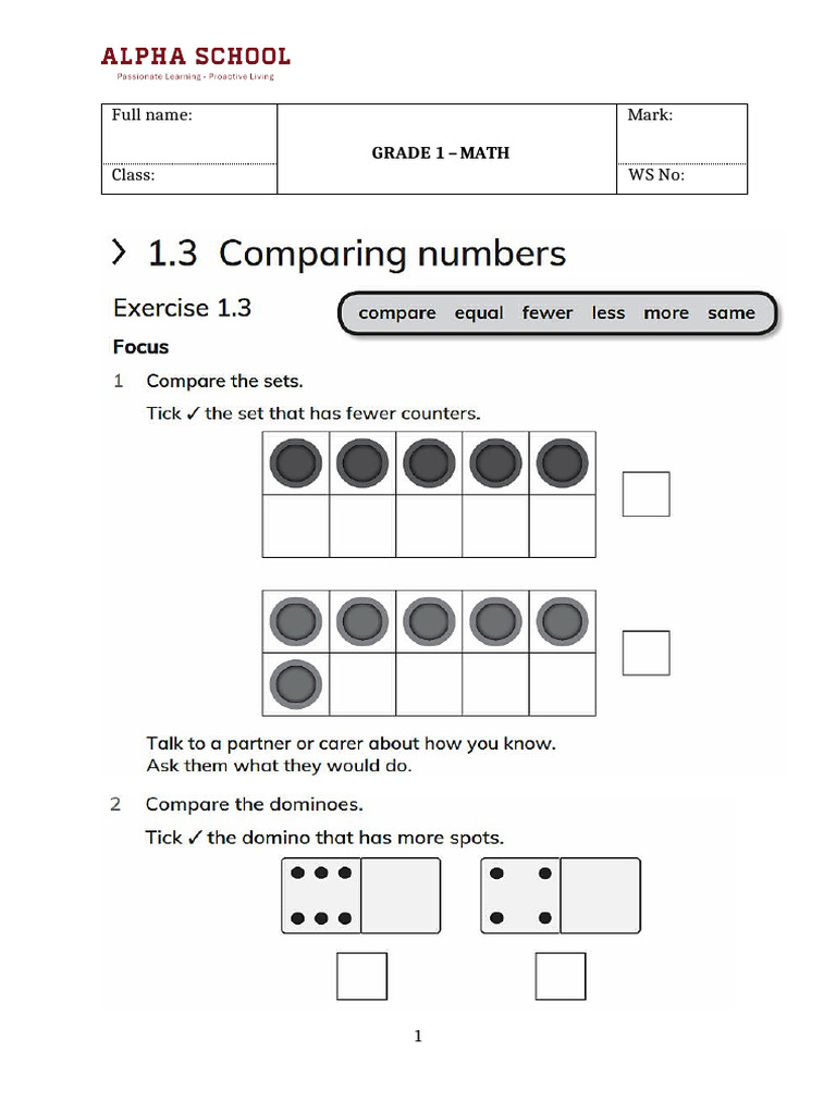 Compare numbers | PDF