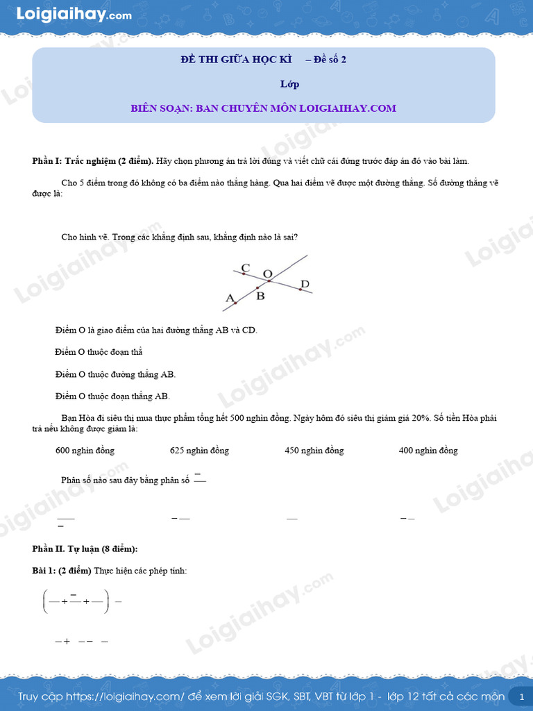 De Kiem Tra Giua Hoc Ki 2 Toan 6 de So 2 Ket Noi Tri Thuc 1740469260 | PDF