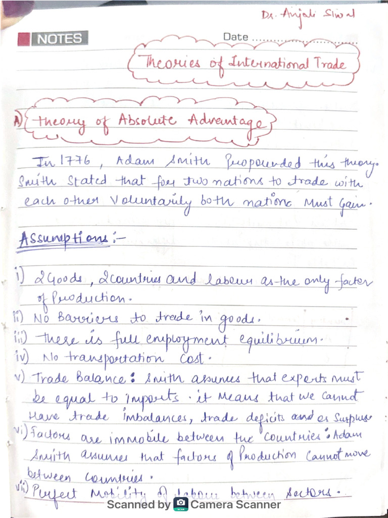 Theory of Absolute Advantage & Comparative Advantage | PDF